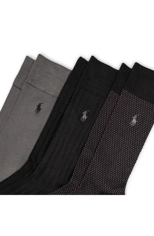 Polo Ralph Lauren Bird's Eye Socks 3 Pack - Black
