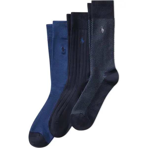 Polo Ralph Lauren Bird's Eye Socks 3 Pack - Navy