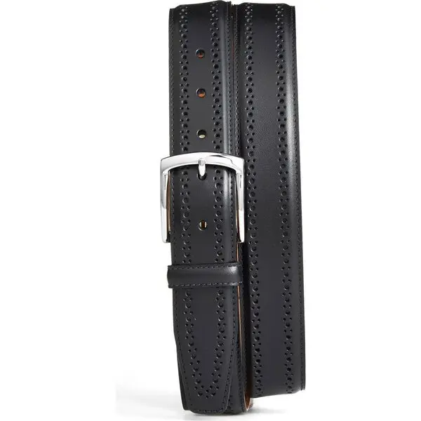 Allen Edmonds Manistee Brogued Leather Belt - Black