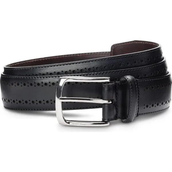 Allen Edmonds Manistee Brogued Leather Belt - Black