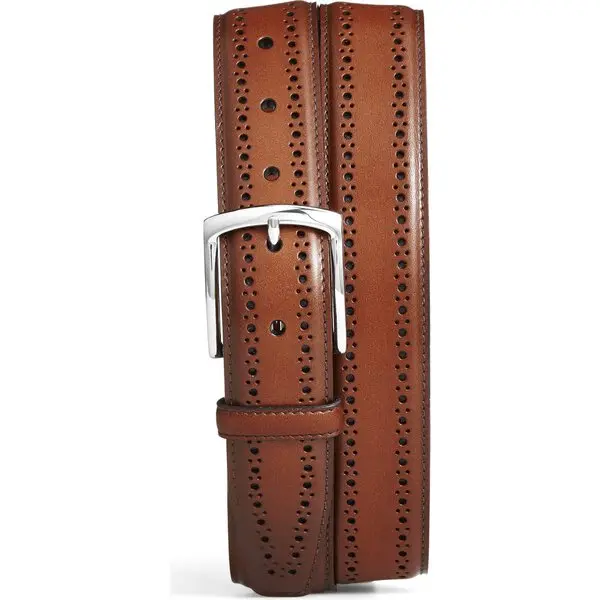 Allen Edmonds Manistee Brogued Leather Belt - Walnut