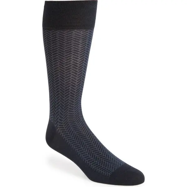 Cole Haan Geometric Dress Socks - Navy Stripe