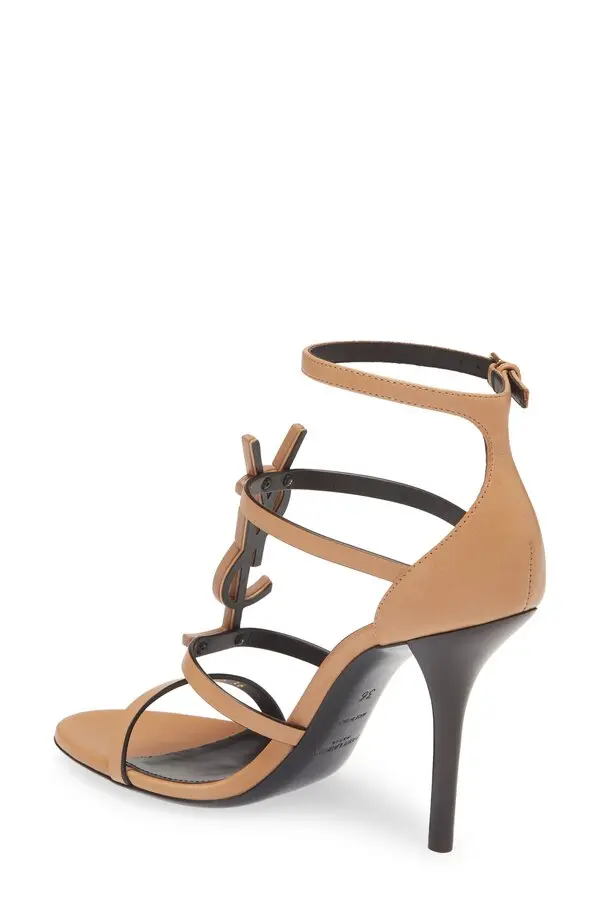 Saint Laurent Cassandra Logo Sandal - Gold Brown