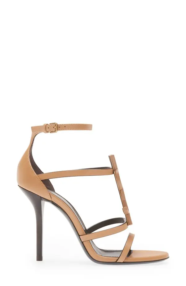 Saint Laurent Cassandra Logo Sandal - Gold Brown