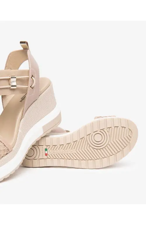 NEROGIARDINI Bungee Platform Wedge Sandal - Blush/gold