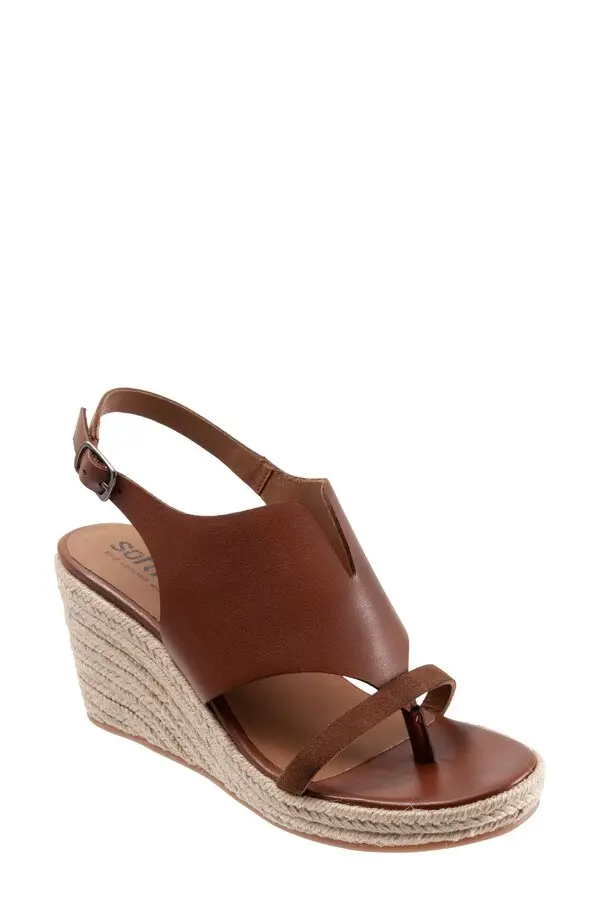 Softwalk Hudson Espadrille Wedge Slingback Sandal - Brown Toffee Leather