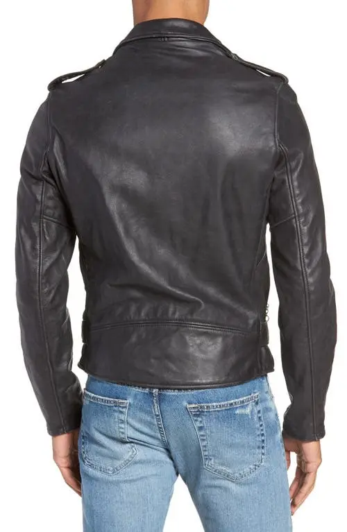 SCHOTT Hand Vintaged Cowhide Leather Moto Jacket