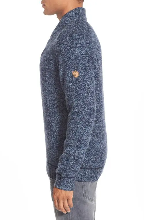 Fjallraven Lada Regular Fit Shawl Collar Sweater - Dark Navy
