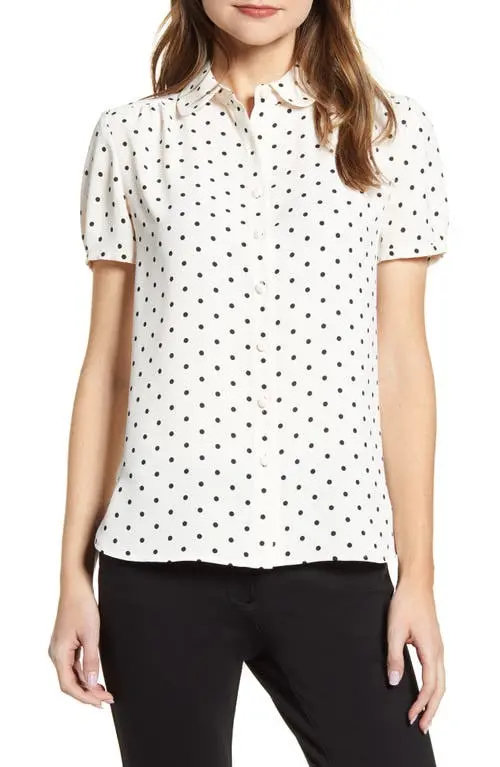 Anne Klein Dot Print Blouse - Anne White/anne Black