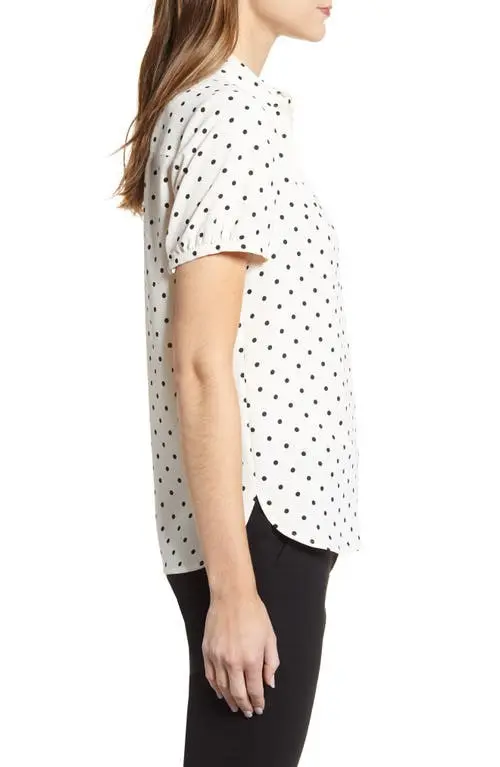 Anne Klein Dot Print Blouse - Anne White/anne Black