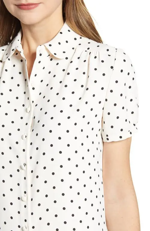 Anne Klein Dot Print Blouse - Anne White/anne Black