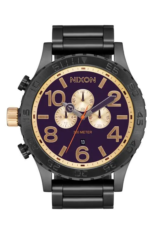 Nixon Chronograph Bracelet Watch - Gunmetal/blackberry/gold