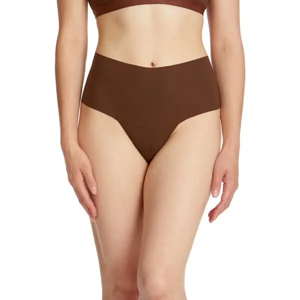 Hanky Panky Breathe High Waist Thong - Mahogany
