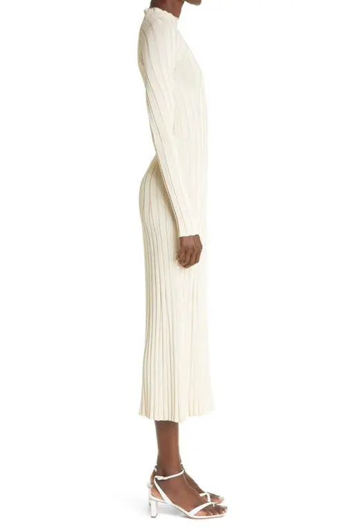 St. John Ribbed Long Sleeve Midi Dress