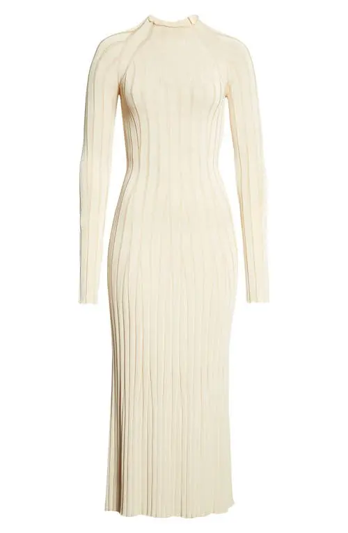 St. John Ribbed Long Sleeve Midi Dress