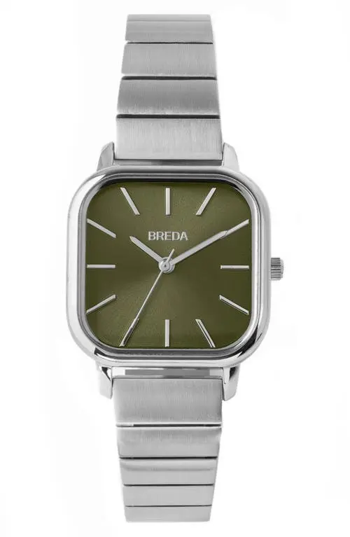 BREDA Esther Plated Stainless Steel Link Bracelet Watch - Silver/ Silver/ Moss
