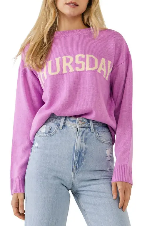 English Factory Motif Crewneck Sweater - Lavender