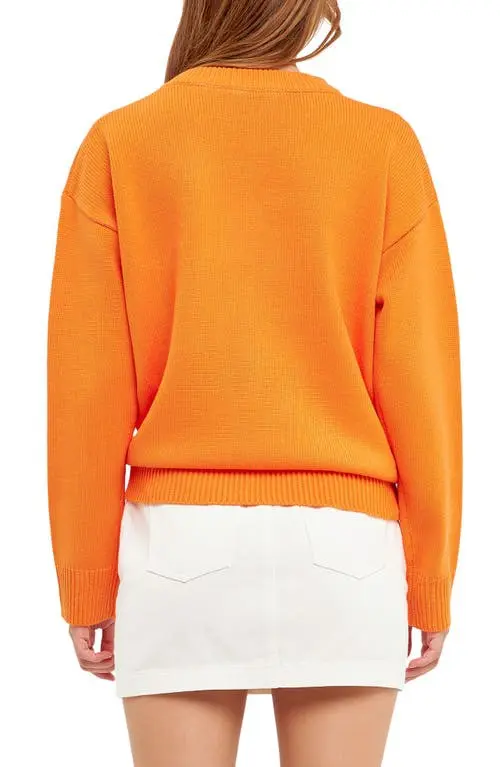 English Factory Motif Crewneck Sweater - Orange/red
