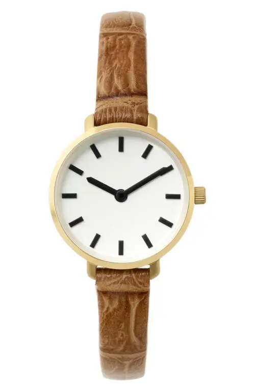 Breda Beverly Faux-Crocodile Leather Strap Watch - Gold  display picture 3