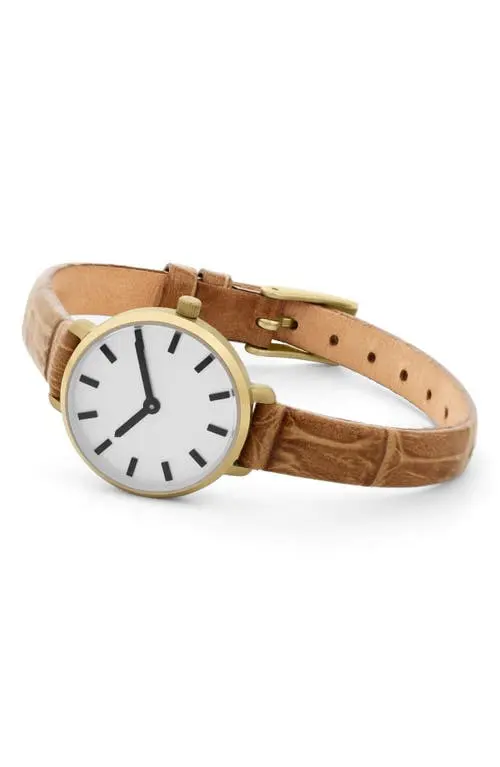 Breda Beverly Faux-Crocodile Leather Strap Watch - Gold  display picture 2