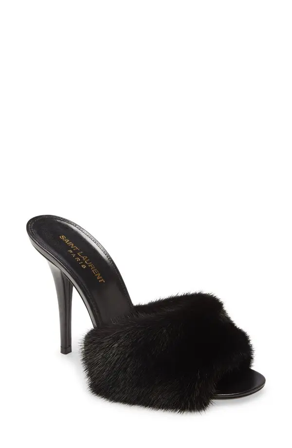 Saint Laurent Roy Genuine Mink Fur Sandal