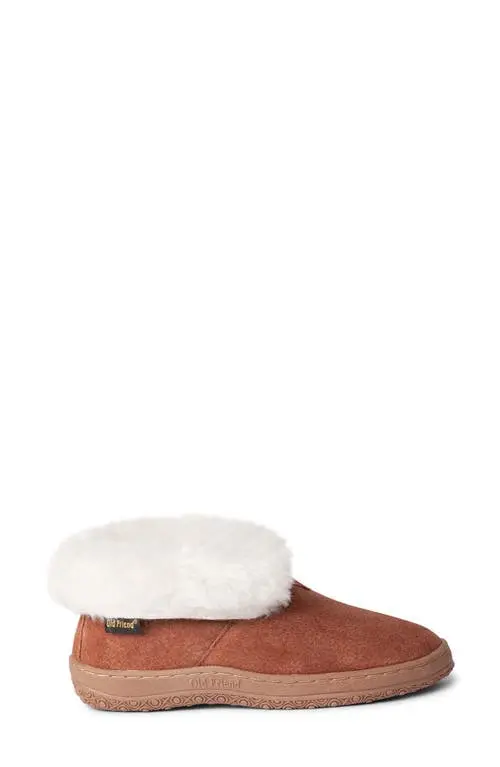 OLD FRIEND Shearling Bootie Slipper - Chestnut Leather