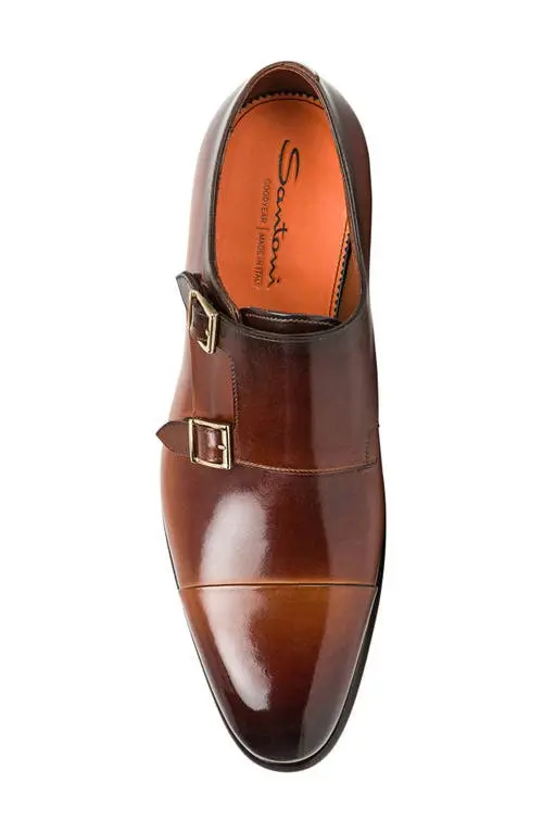 Santoni Inca Double Buckle Dress Shoes - Dark Brown  display picture 2
