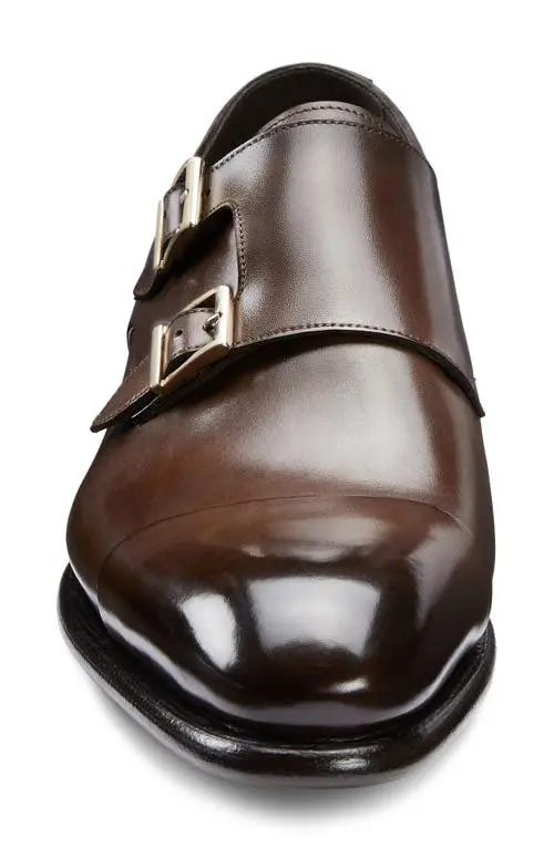 Santoni Ira Double Monk Strap Shoe - Tan