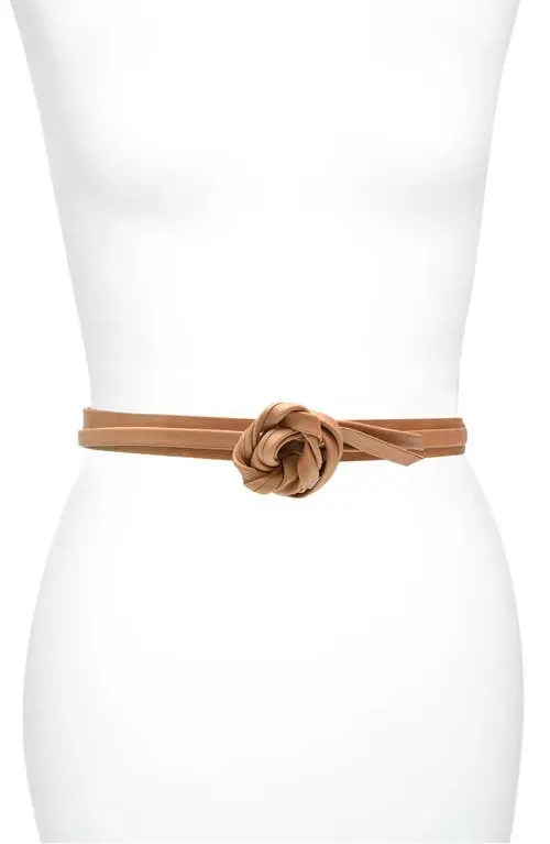 ADA Skinny Leather Wrap Belt - Tan