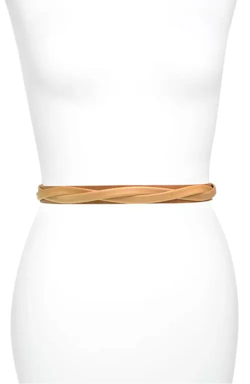 ADA Skinny Leather Wrap Belt - Tan