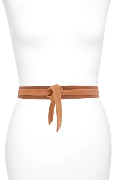 ADA Skinny Leather Wrap Belt - Tan