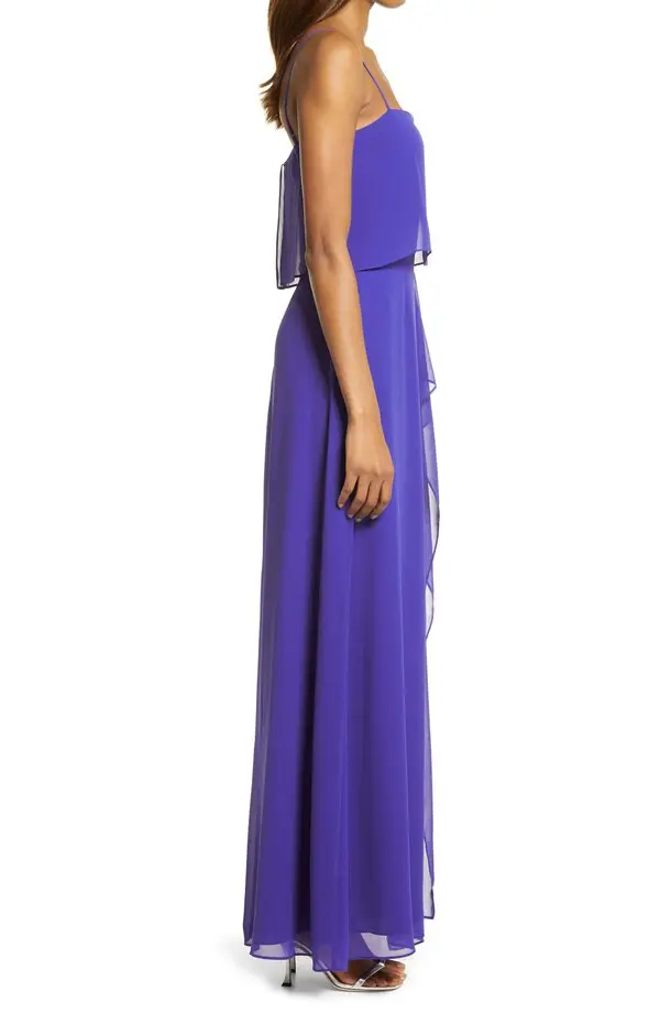 slim fit dress slacks Popover Beaded Waist Long Dress by Badgley Mischka – Elilhaam main image 1