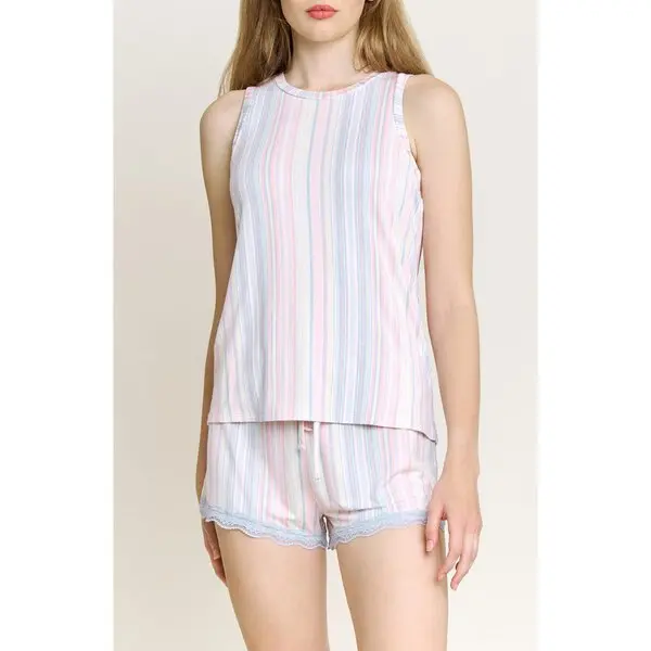 Honeydew Intimates Intimates All American Shortie Pajamas - Blue/pink Multi Stripe
