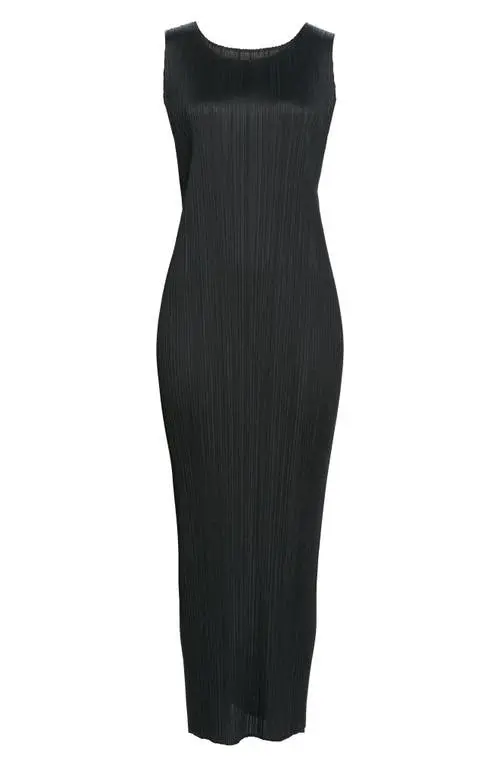 Issey Miyake Basics Pleated Midi Dress - Black