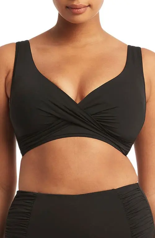 SEA LEVEL Cross Front Multifit Bikini Top - Black