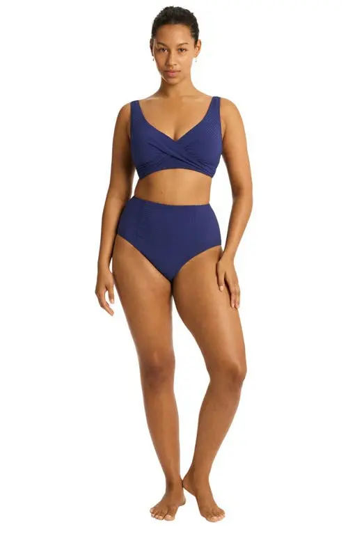 SEA LEVEL Cross Front Multifit Bikini Top - French Navy