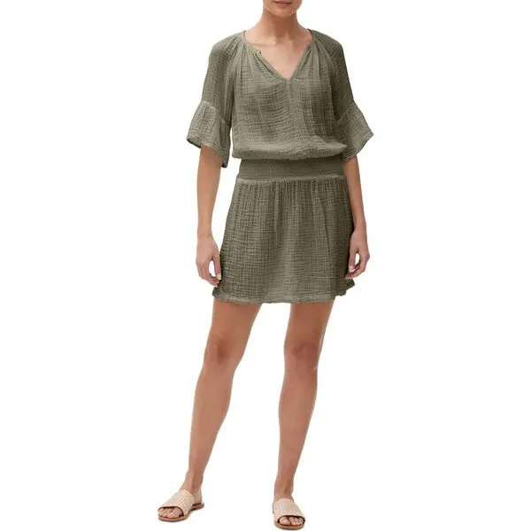 Michael Stars Katelyn Smocked Waist Dress - Olive