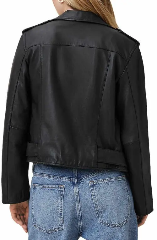 ALLSAINTS Balfern Leather Biker Jacket - Black/ Gold