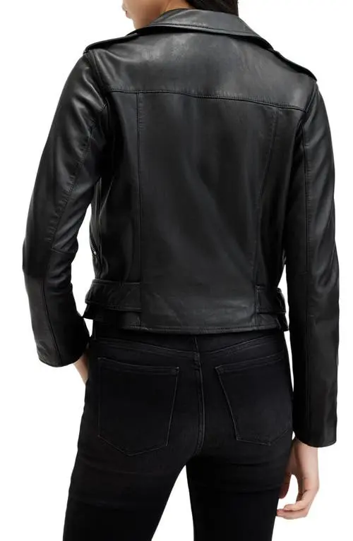 ALLSAINTS Balfern Leather Biker Jacket - Black/ Silver