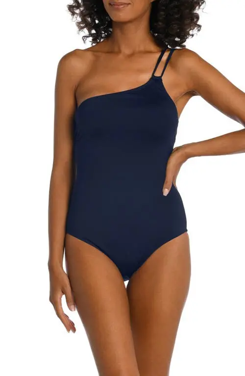 La Blanca Goddess One-shoulder One-piece Swimsuit - Indigo