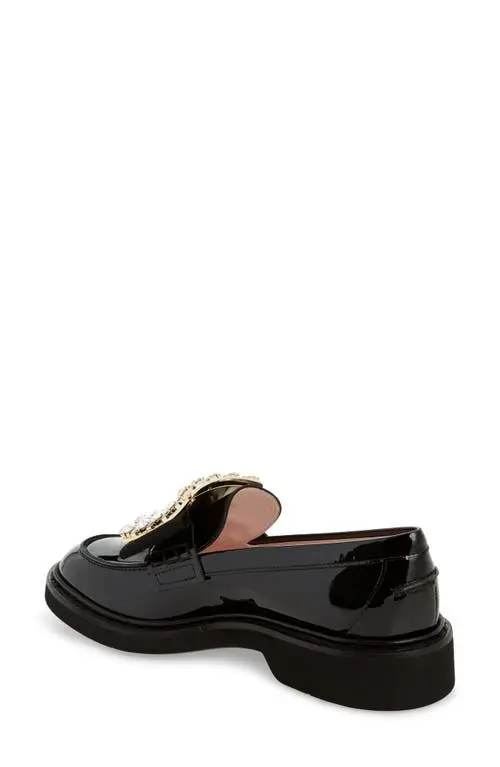 ROGER VIVIER Viv Rangers Crystal Buckle Loafer - Black/crystal