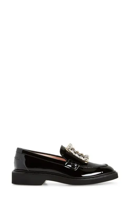 ROGER VIVIER Viv Rangers Crystal Buckle Loafer - Black/crystal