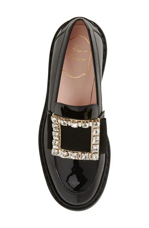 ROGER VIVIER Viv Rangers Crystal Buckle Loafer - Black/crystal