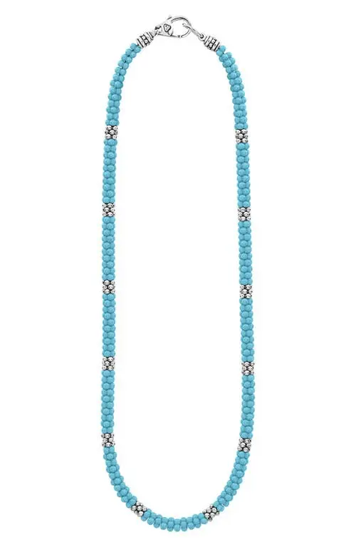 Lagos Caviar Beaded Necklace - Silver/blue