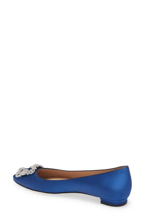 Manolo Blahnik Hangisi Crystal Buckle Flat - Blue