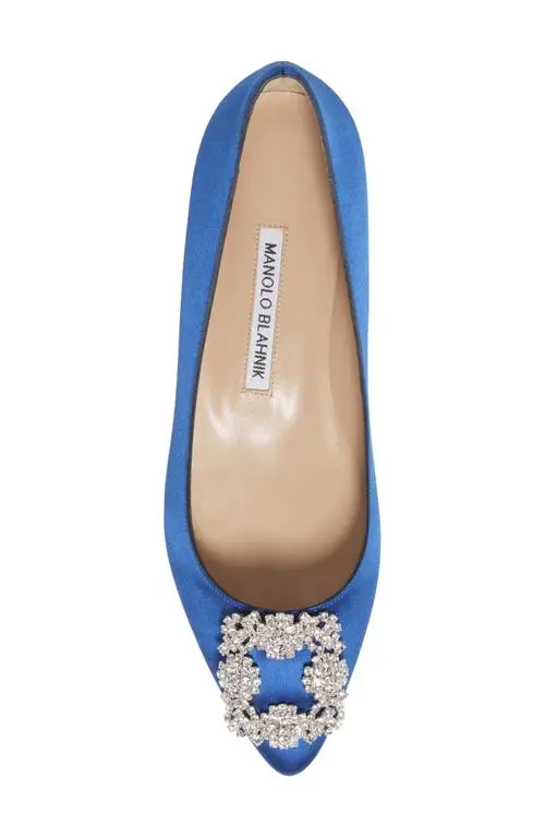 Manolo Blahnik Hangisi Crystal Buckle Flat - Blue