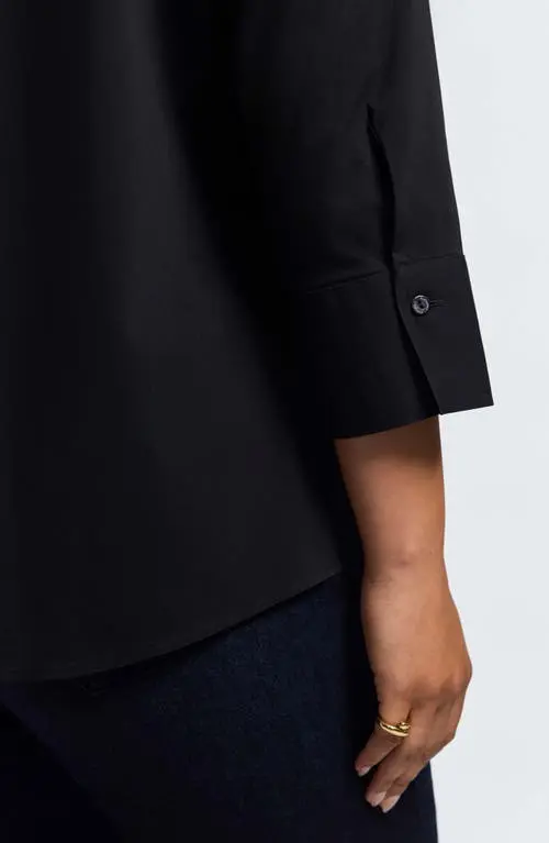 Foxcroft Mary Non-iron Stretch Cotton Button-up Shirt - Black