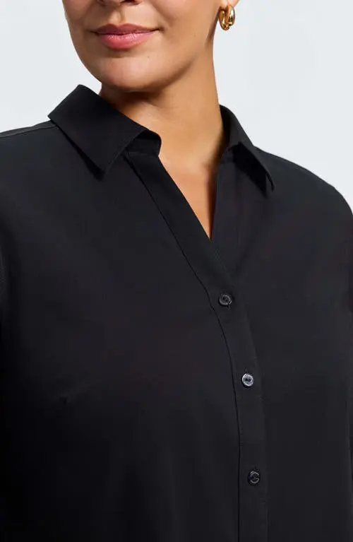 Foxcroft Mary Non-iron Stretch Cotton Button-up Shirt - Black