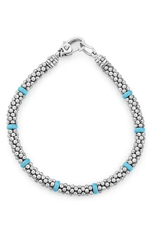 Lagos Ceramic & Caviar Beaded Bracelet - Silver/turquoise