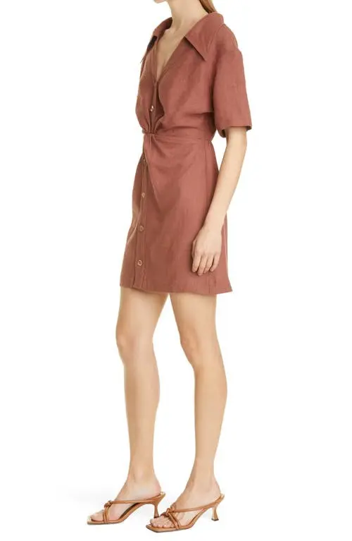 Nanushka Taiga Linen Mini Shirtdress